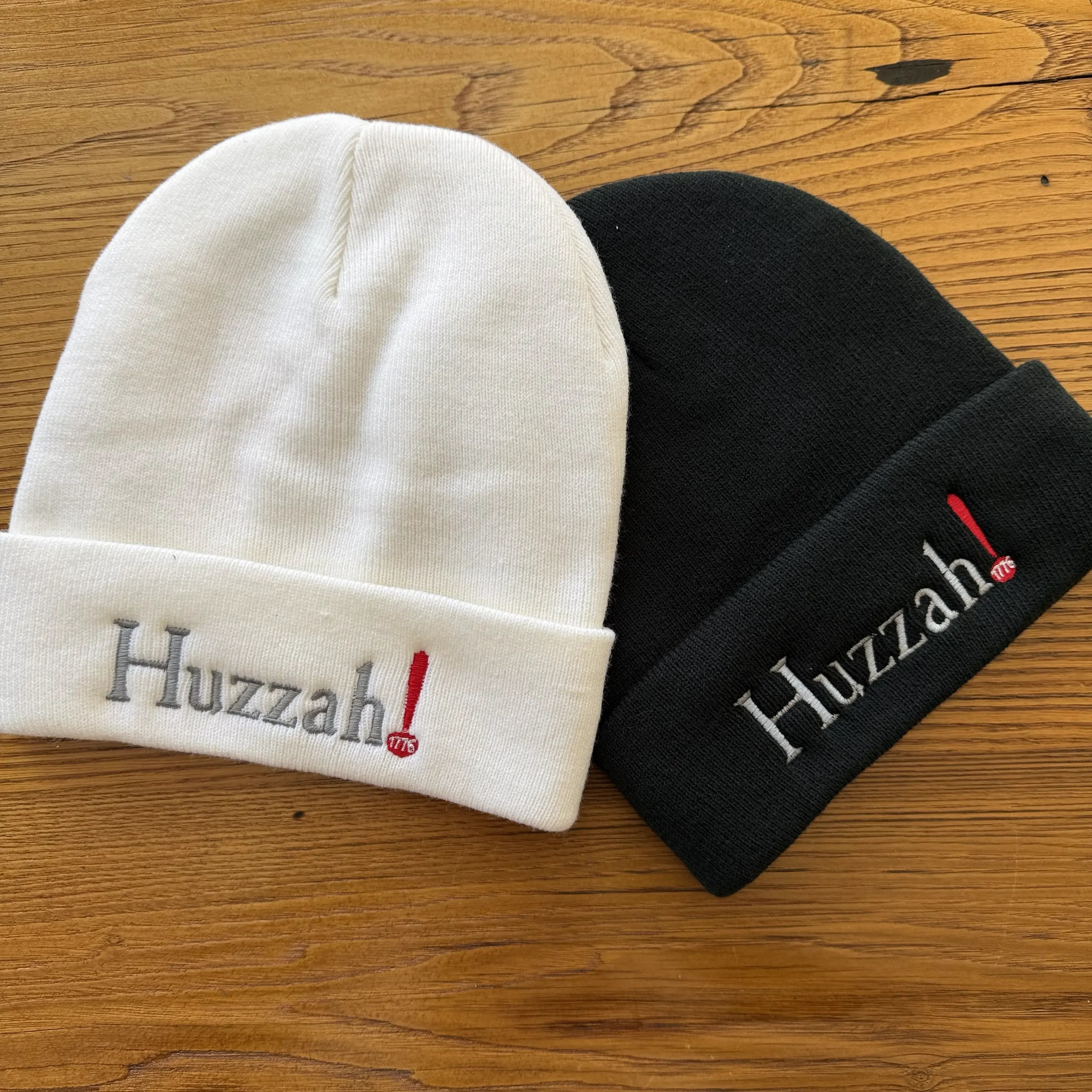 Embroidered "Huzzah! 1776" Fleece-Lined Tall Knit Cap – The History List