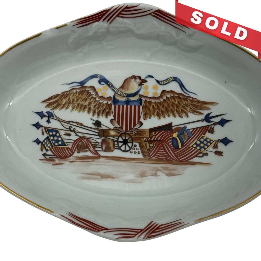 Small dish with eagle with shield and banner – The History List