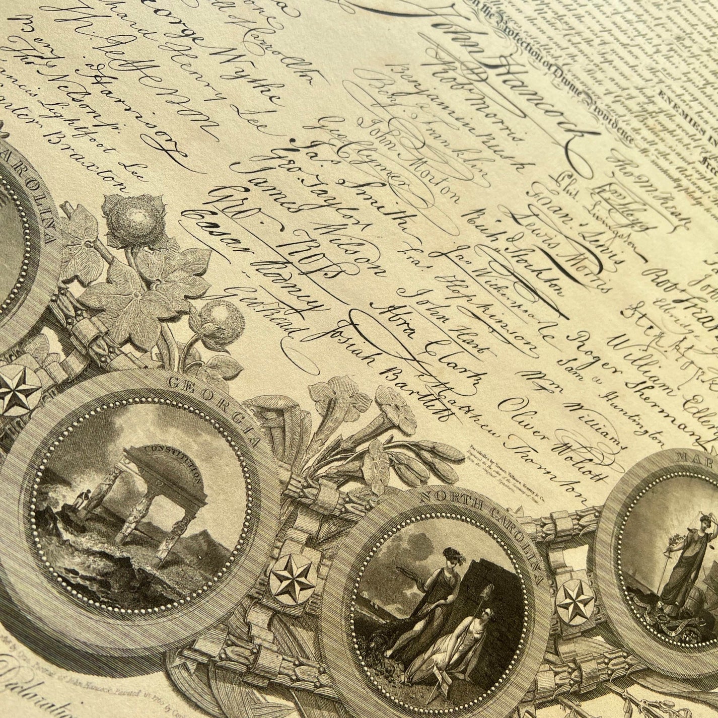 Historic "Declaration of Independence" engraving by publisher John Bin ...